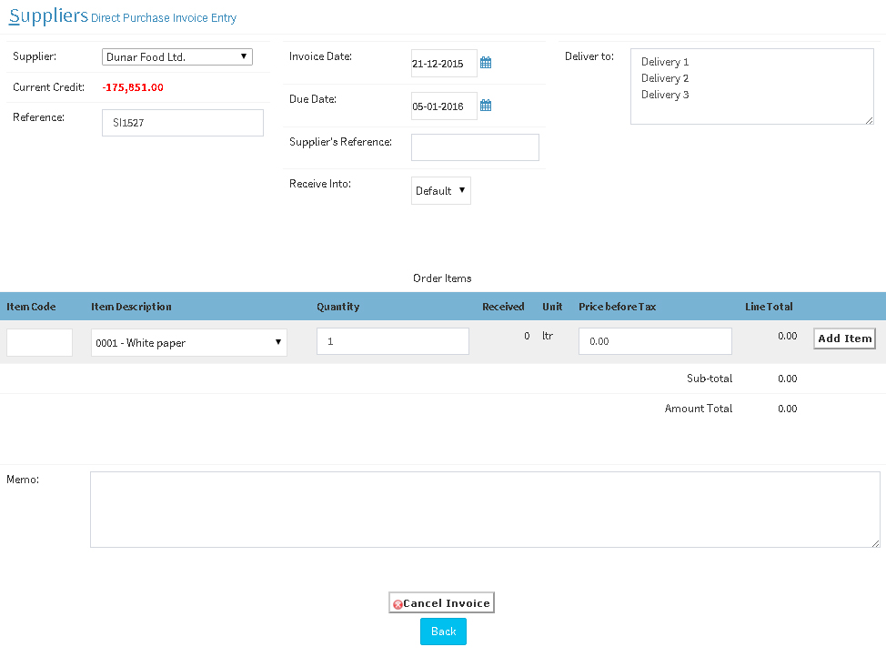Direct Purchase Invoice Entry - Hisaab.pk Accounting Software and ERP ...